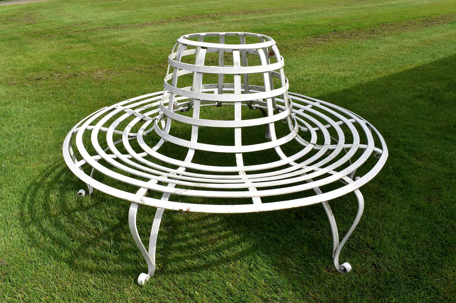 Lot 1310 - Victorian style painted metal tree bench,