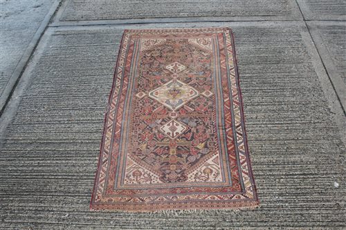 Lot 1557 - Tribal rug, with allover angular branchwork,