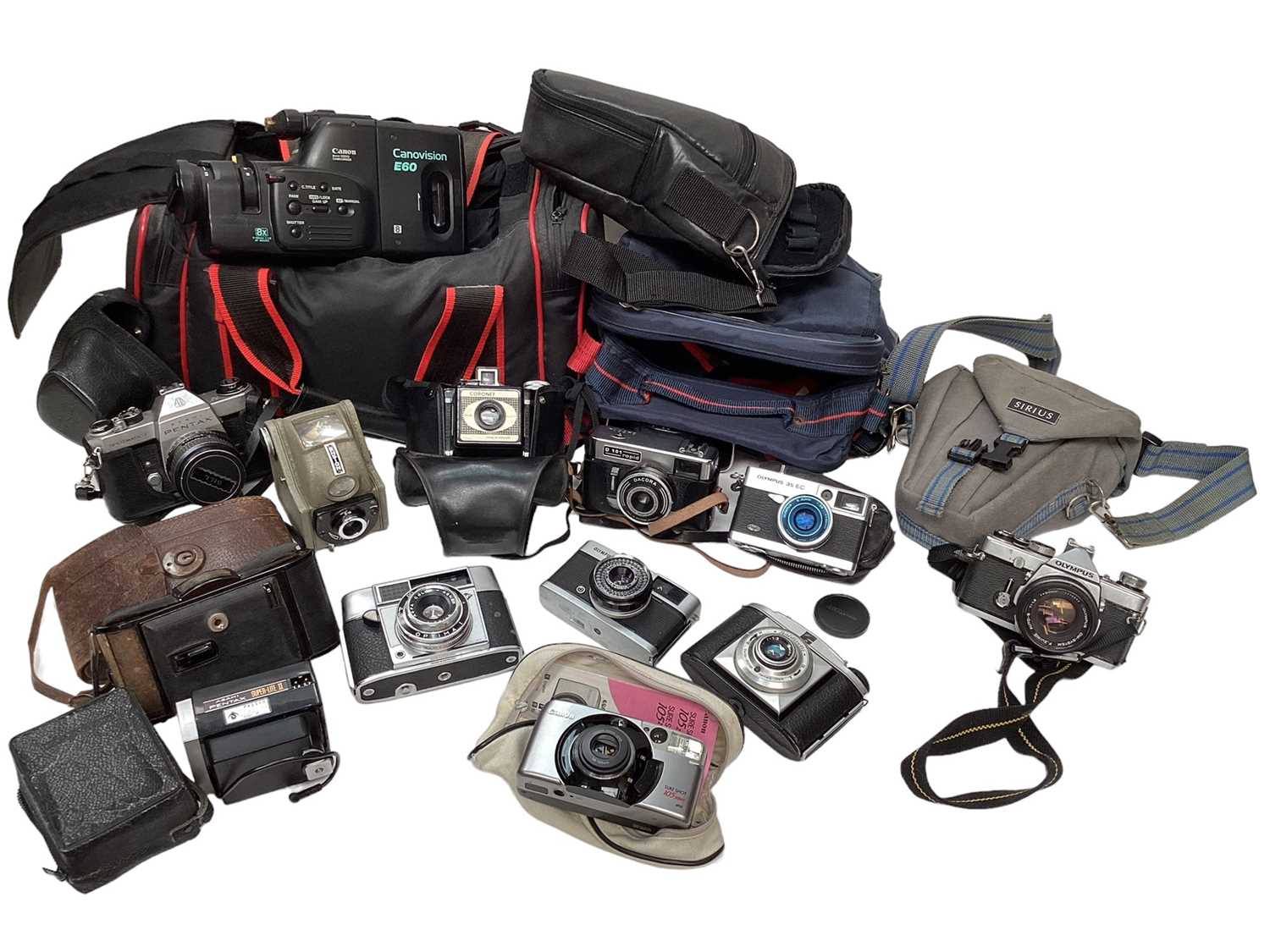 Lot 2351 - Two boxes of assorted cameras to include
