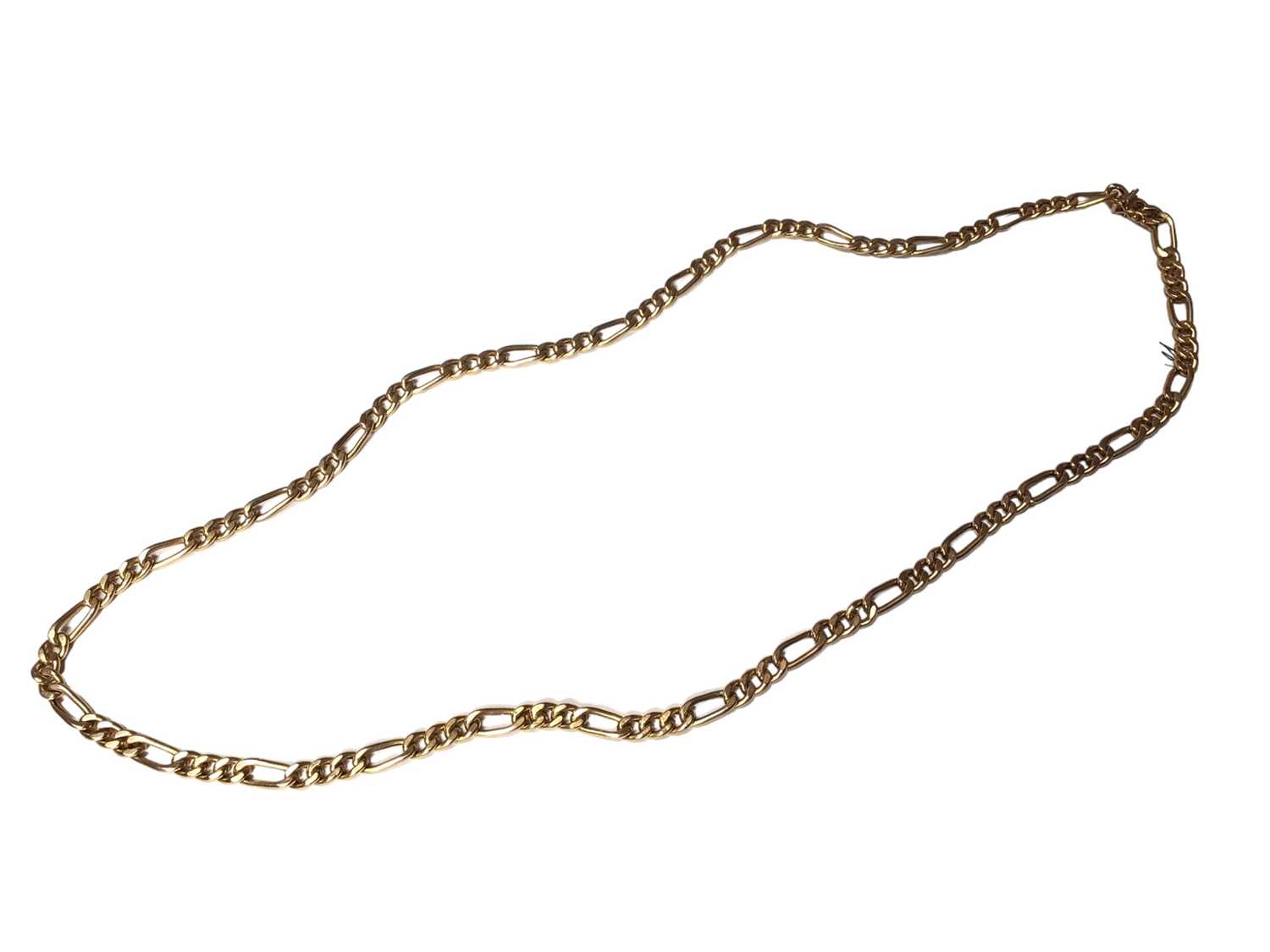 Lot 151 - 9ct gold flat long and short curb link chain