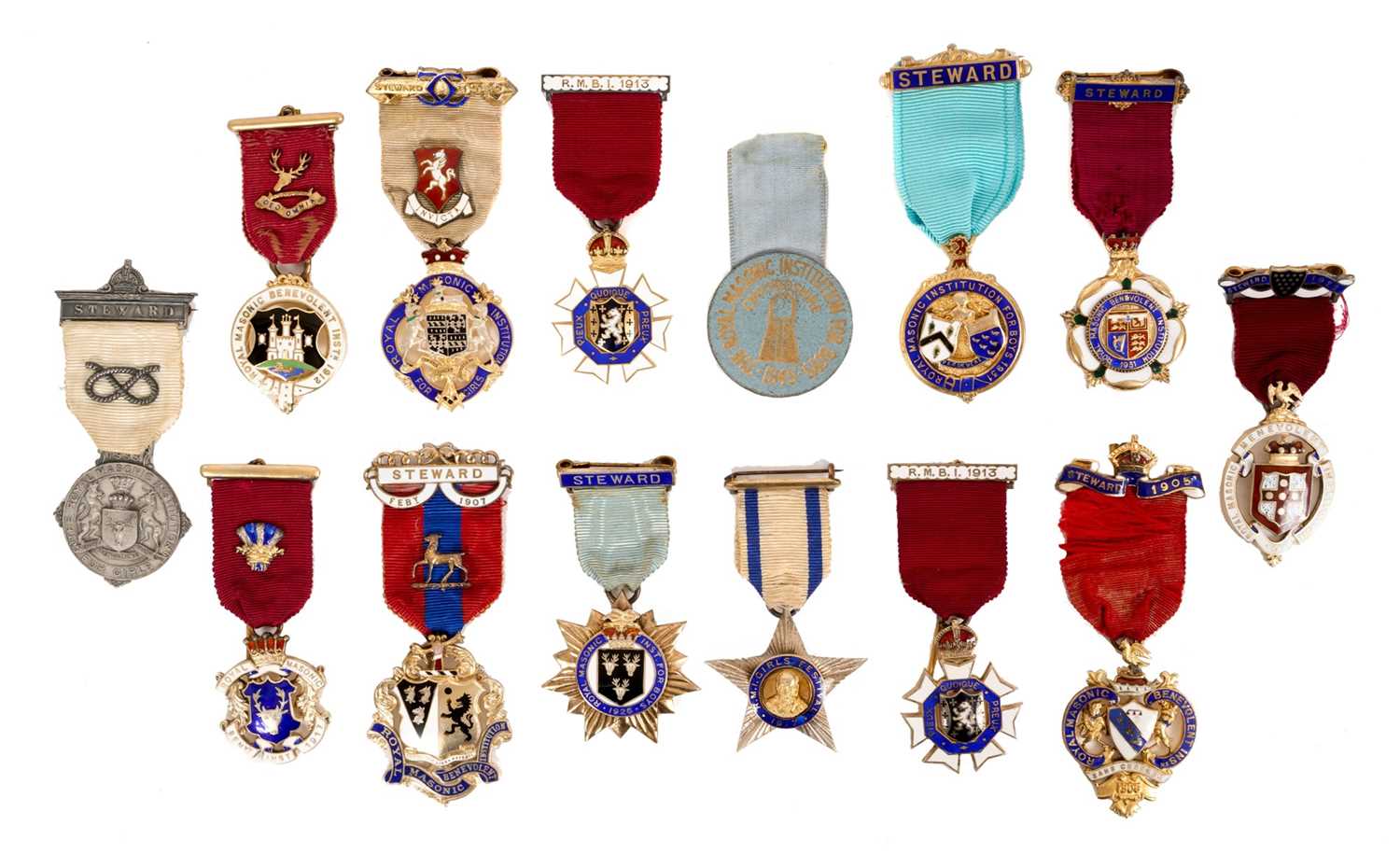 Lot 806 - Group of Masonic jewels, including twelve