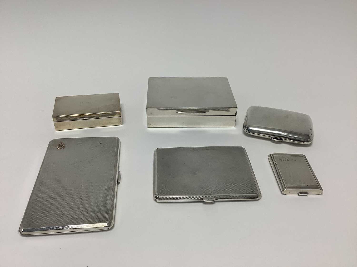 Lot 341 - Silver cigarette box, three silver cigarette