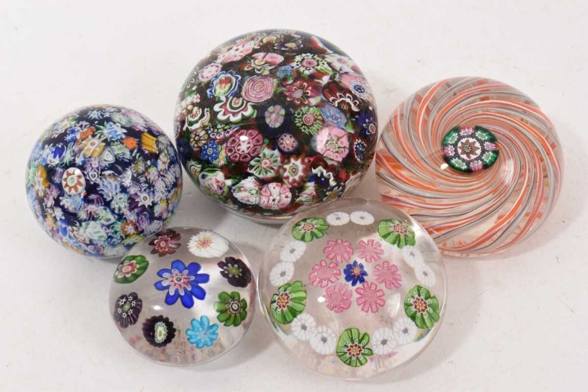 Lot 230 - Group of five millefiori paperweights,