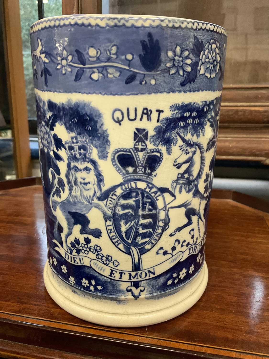 Lot 236 - Large quart size tankard with Royal coat of