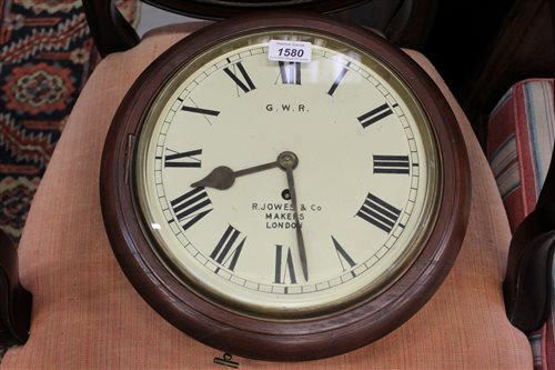 Lot 1580 - Railway fusee wall Clocksck with painted