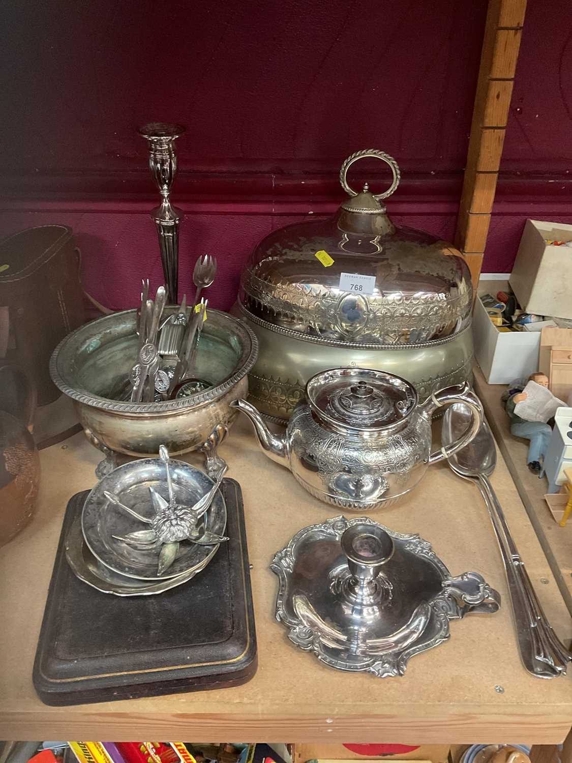 Lot 768 - Group of silver plated ware to include two