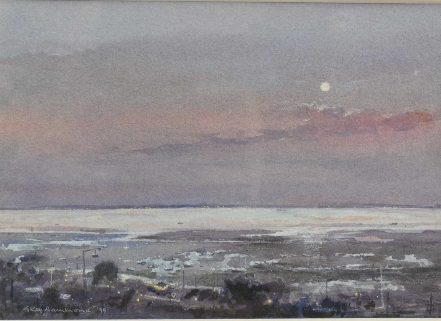 Lot 1277 - Roy Hammond (b.1934) watercolour - Moonrise