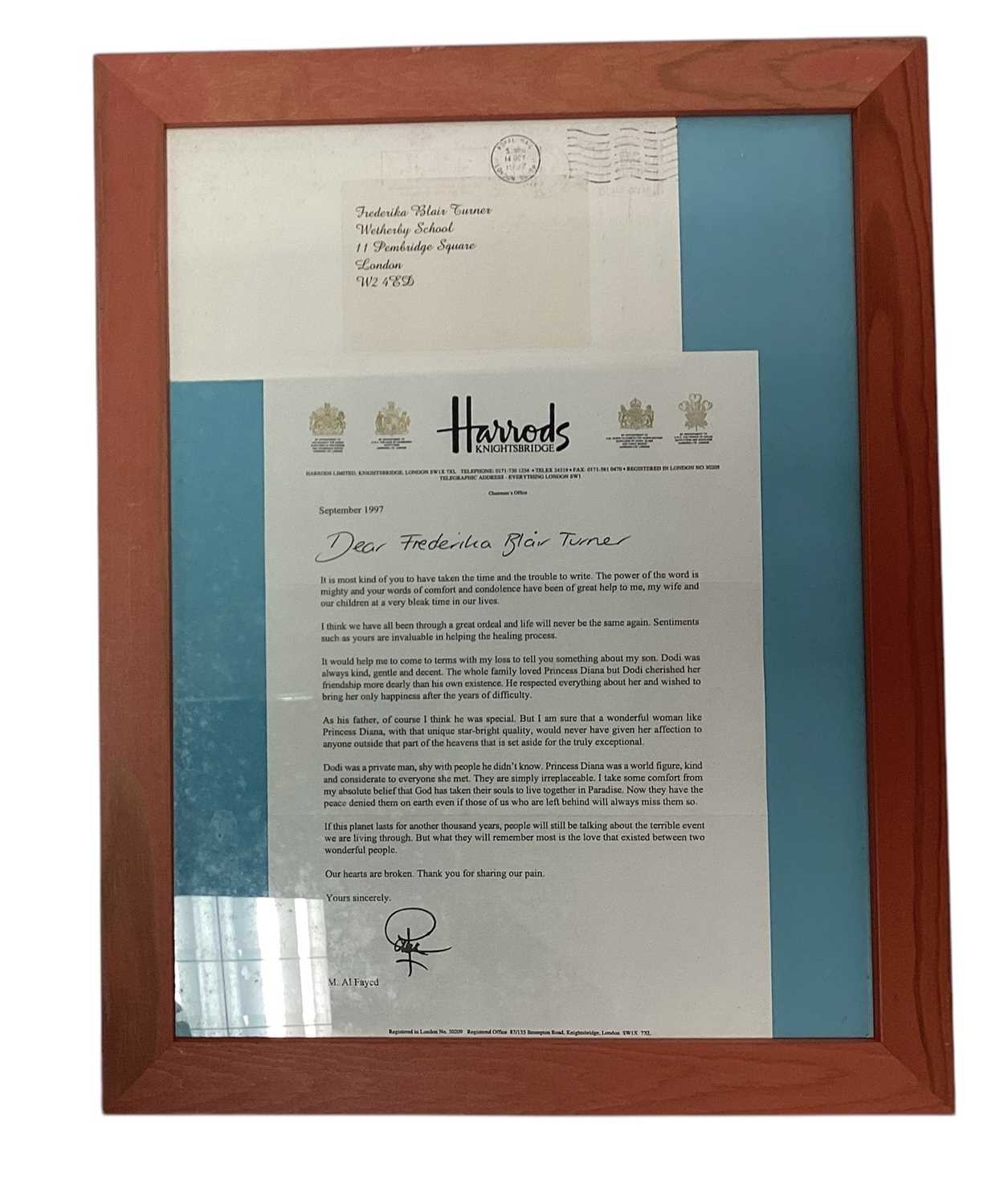 Lot 120 - Mohamed Al Fayed, typed letter dated