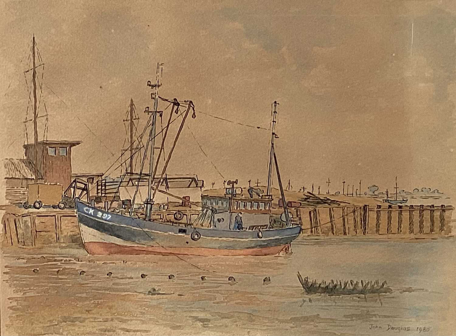 Lot 158 - John Douglas watercolour - Harbour Scene,