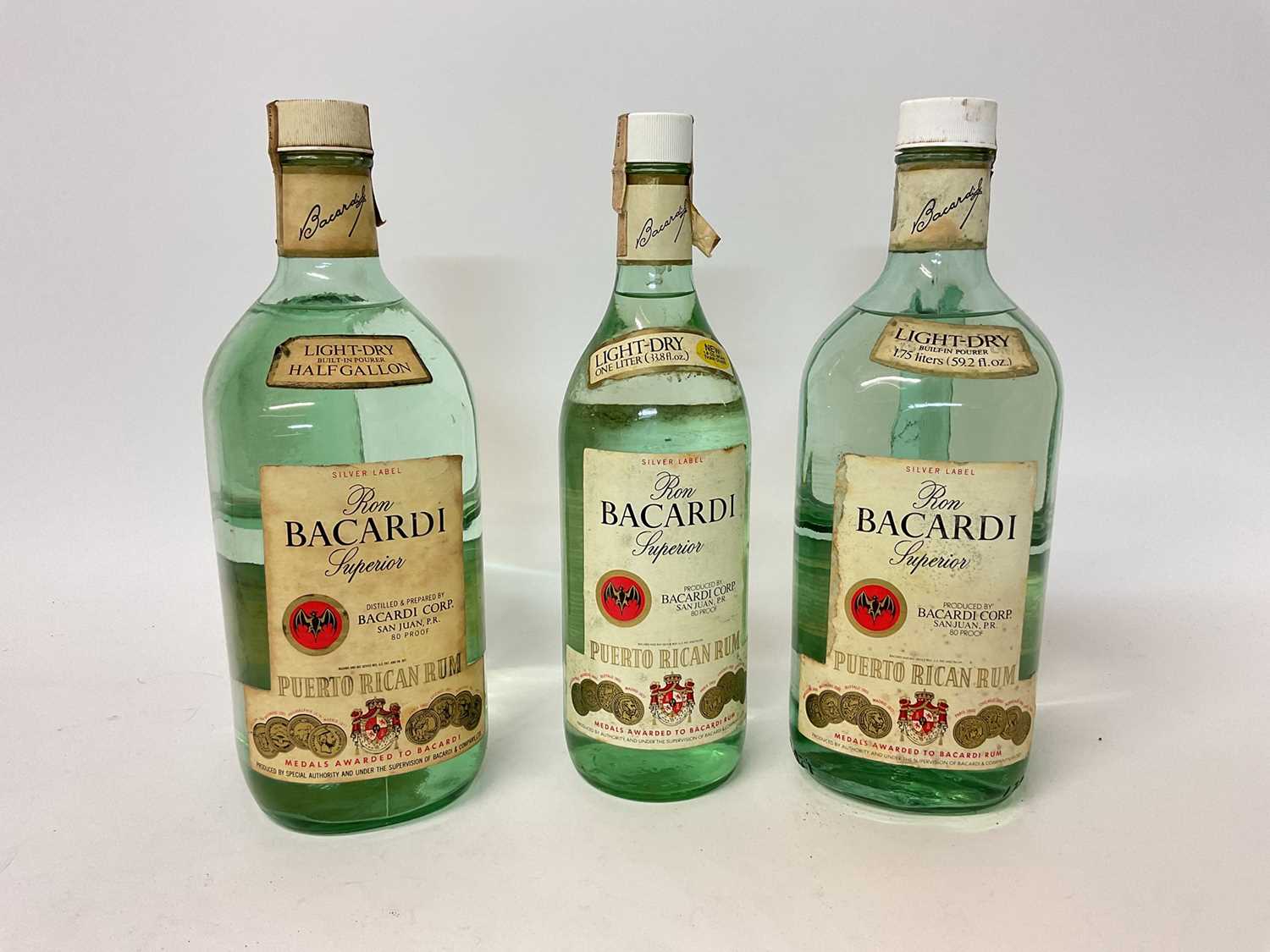 Lot 133 - Three bottles, Bacardi Superior Rum, 1x half