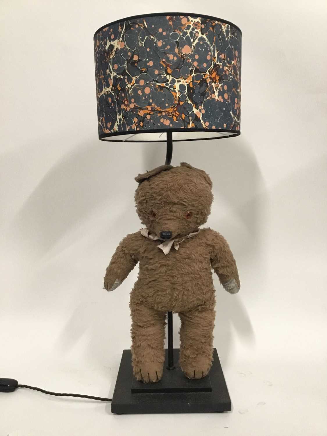 Lot 120 - Vintage Teddy Bear lamp with marble shade,