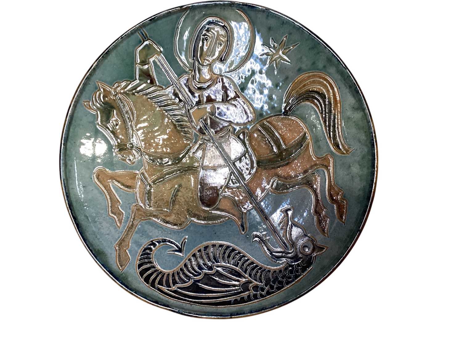 Lot 1339 - Studio pottery charger entitled Above The