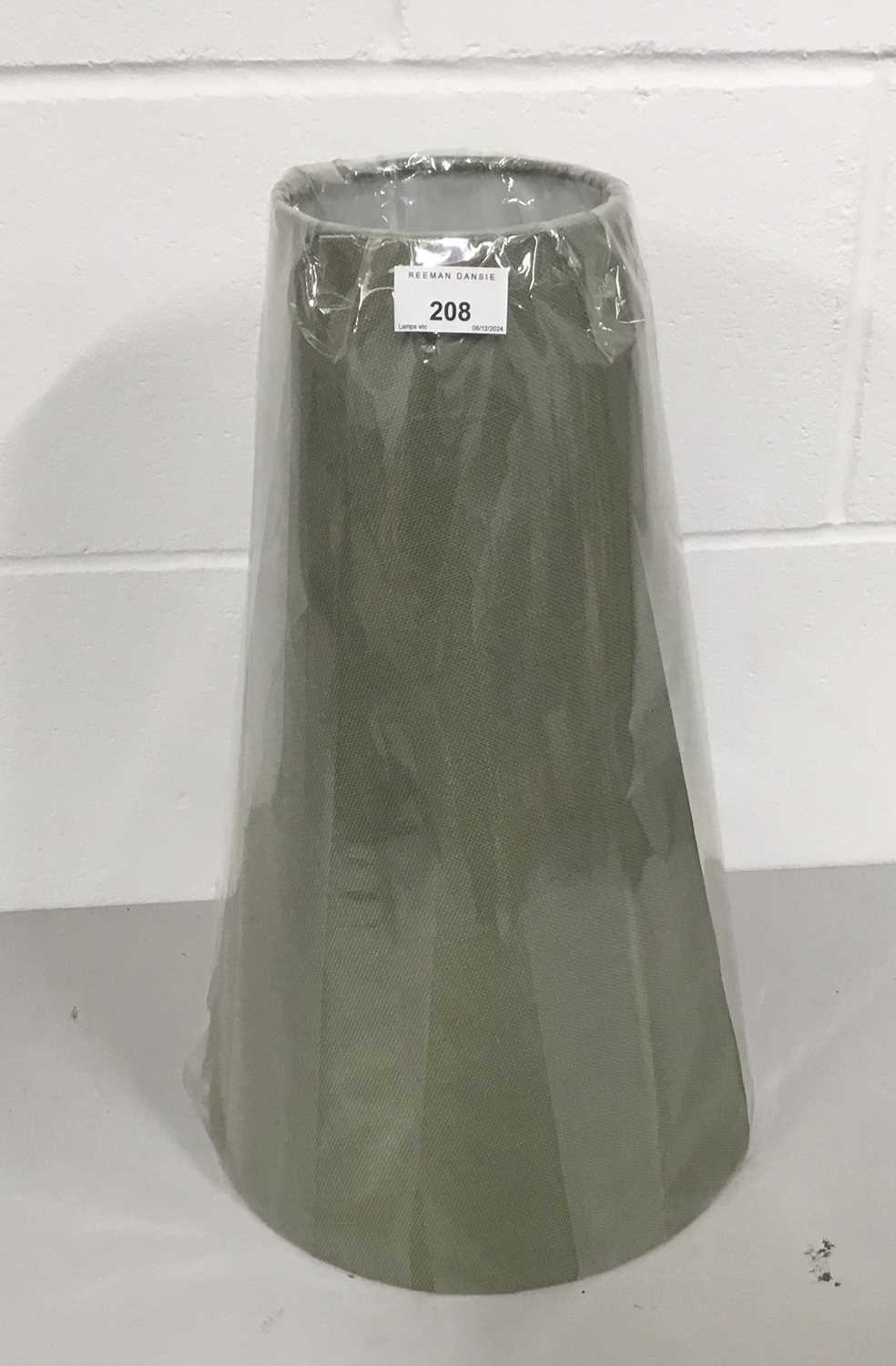 Lot 208 - Green linen tapered cone lamp shade, 42cm