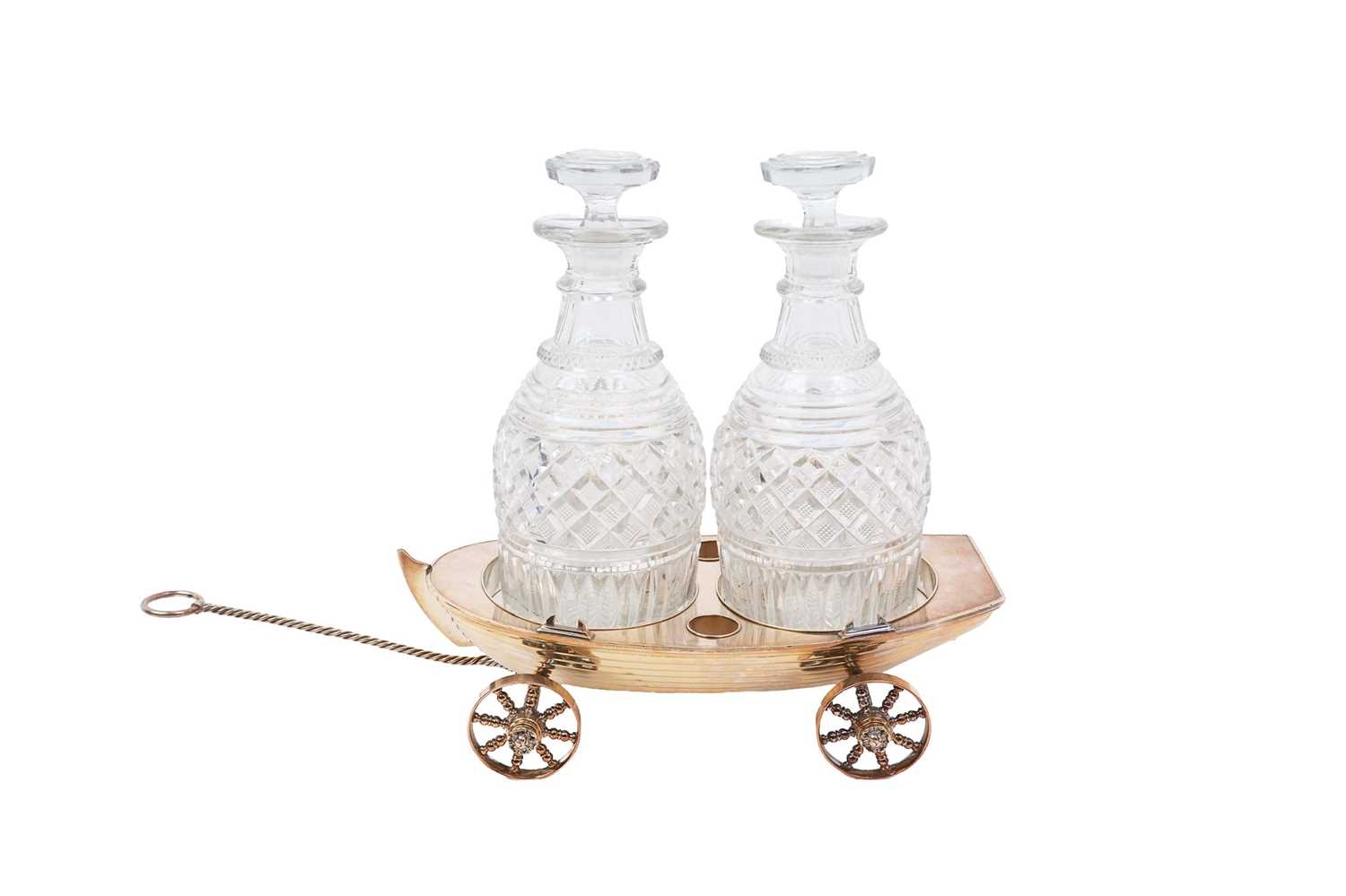 Lot 366 - Silver plate novelty table carriage decanter,