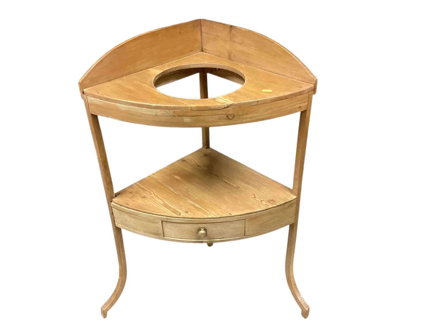 Lot 1319 - Antique pine two tier corner washstand with