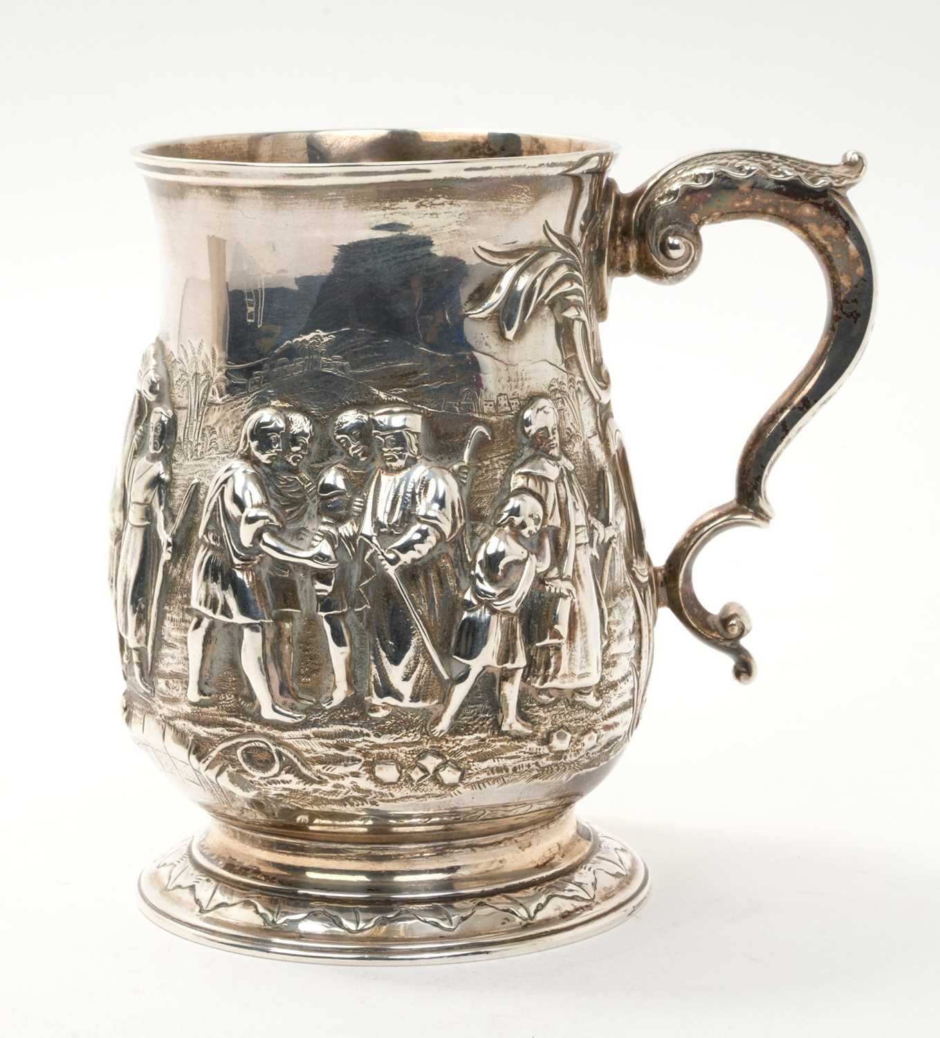 Lot 335 - Large Victorian silver tankard, heavily