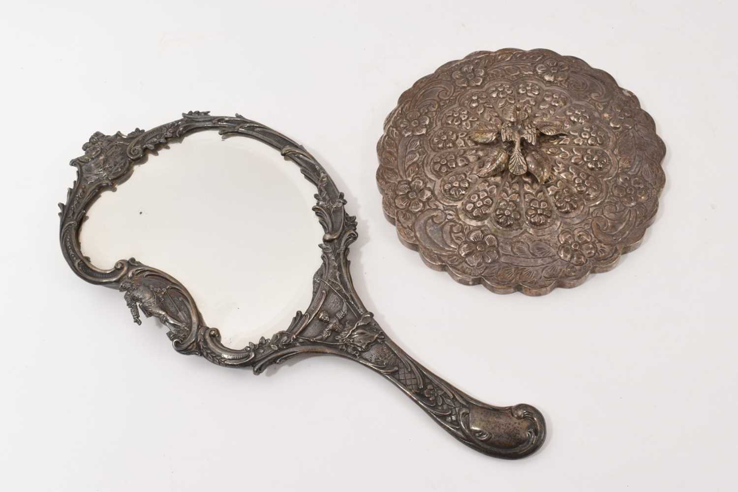 Lot 1019 - Egyptian silver dressing table mirror and a