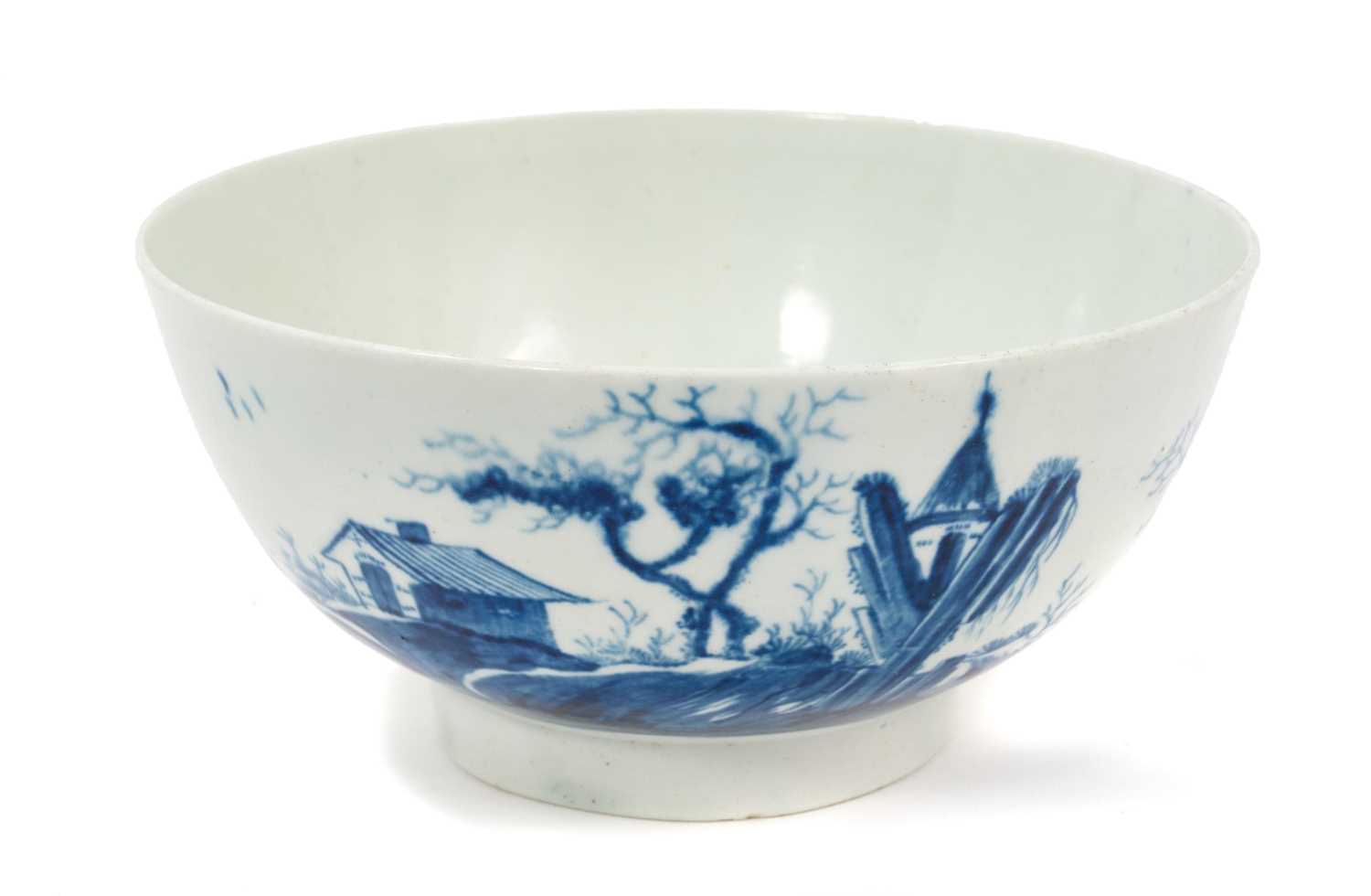 Lot 64 - A rare Worcester blue and white slop bowl,