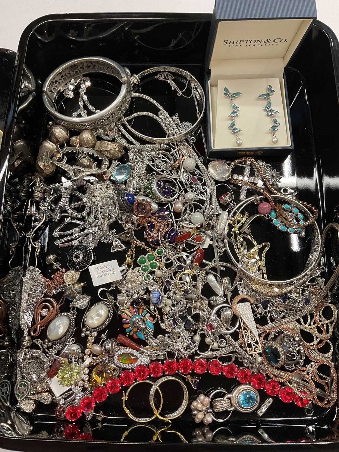 Lot 1073 - Group of contemporary silver, gem set and
