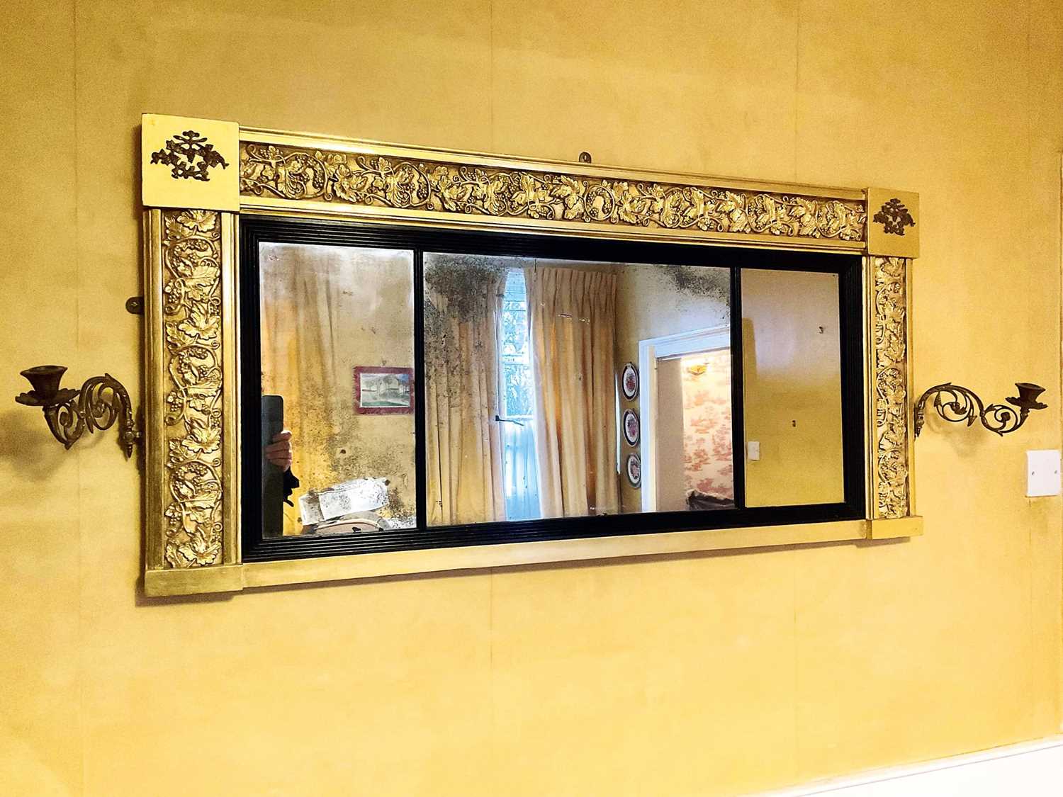 Lot 1514 - Regency gilt gesso three plate overmantel