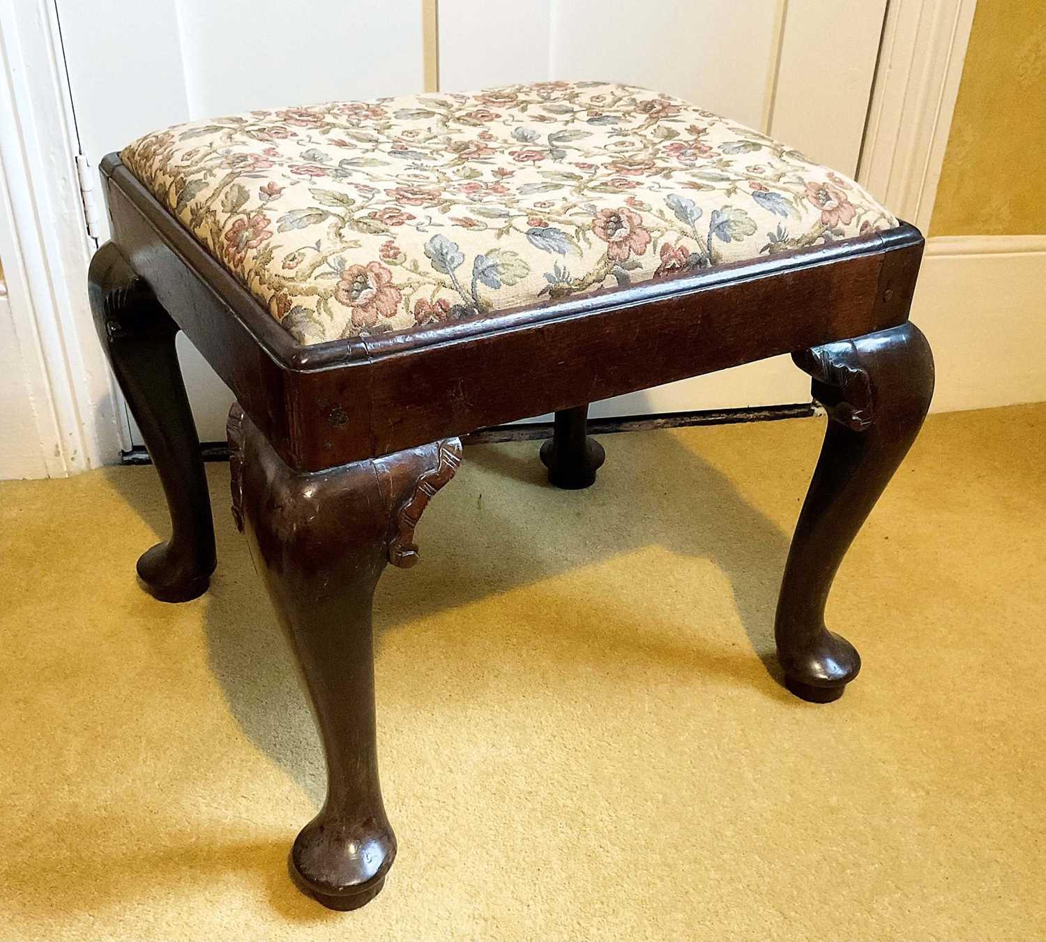 Lot 1511 - Early 18th century carved red walnut stool