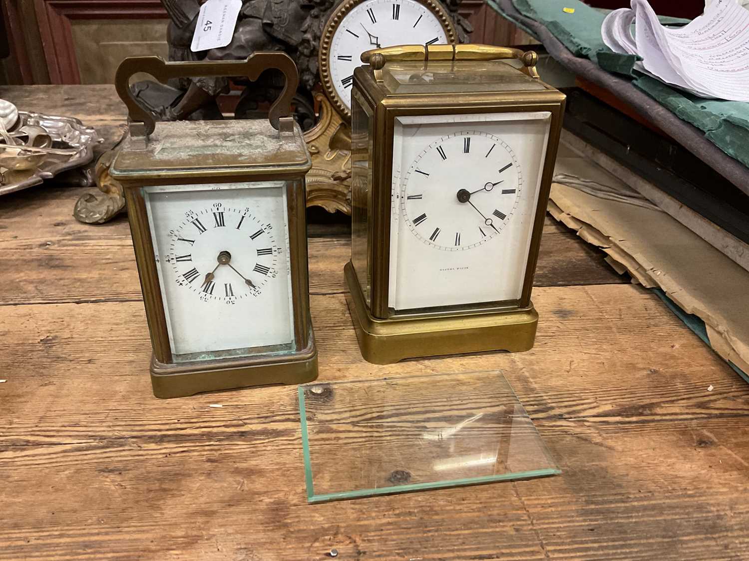 Lot 46 - Two brass cased carriage clocks, including