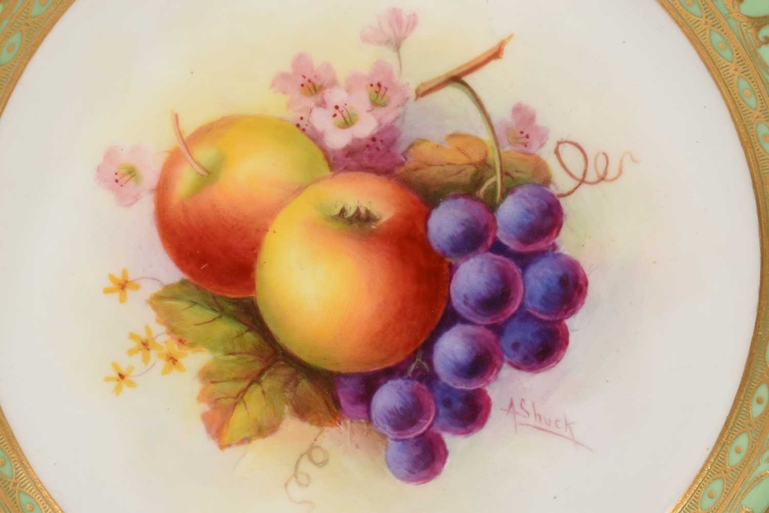 Lot 175 - Royal Worcester square plate, painted by