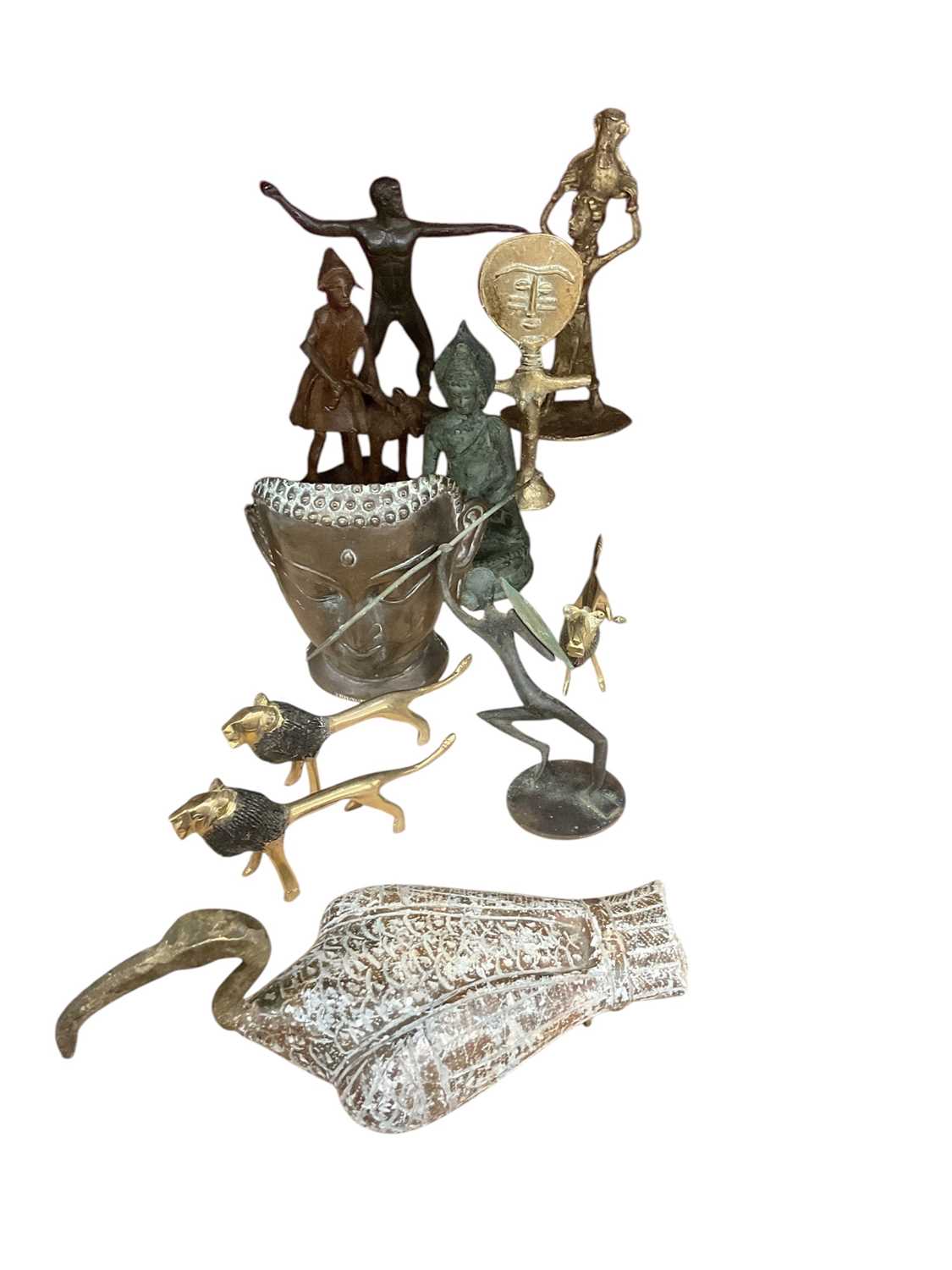 Lot 627 - Group of African metal sculptures of a