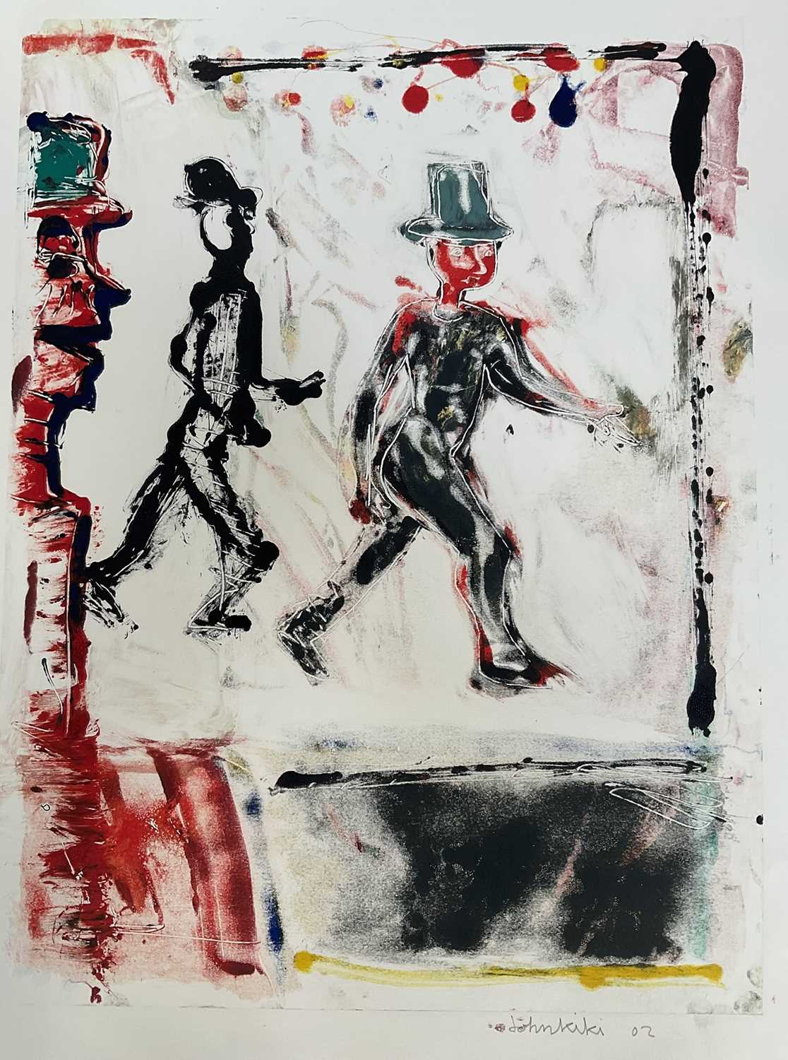 Lot 1195 - *John Kiki (1995) mono print, figures,