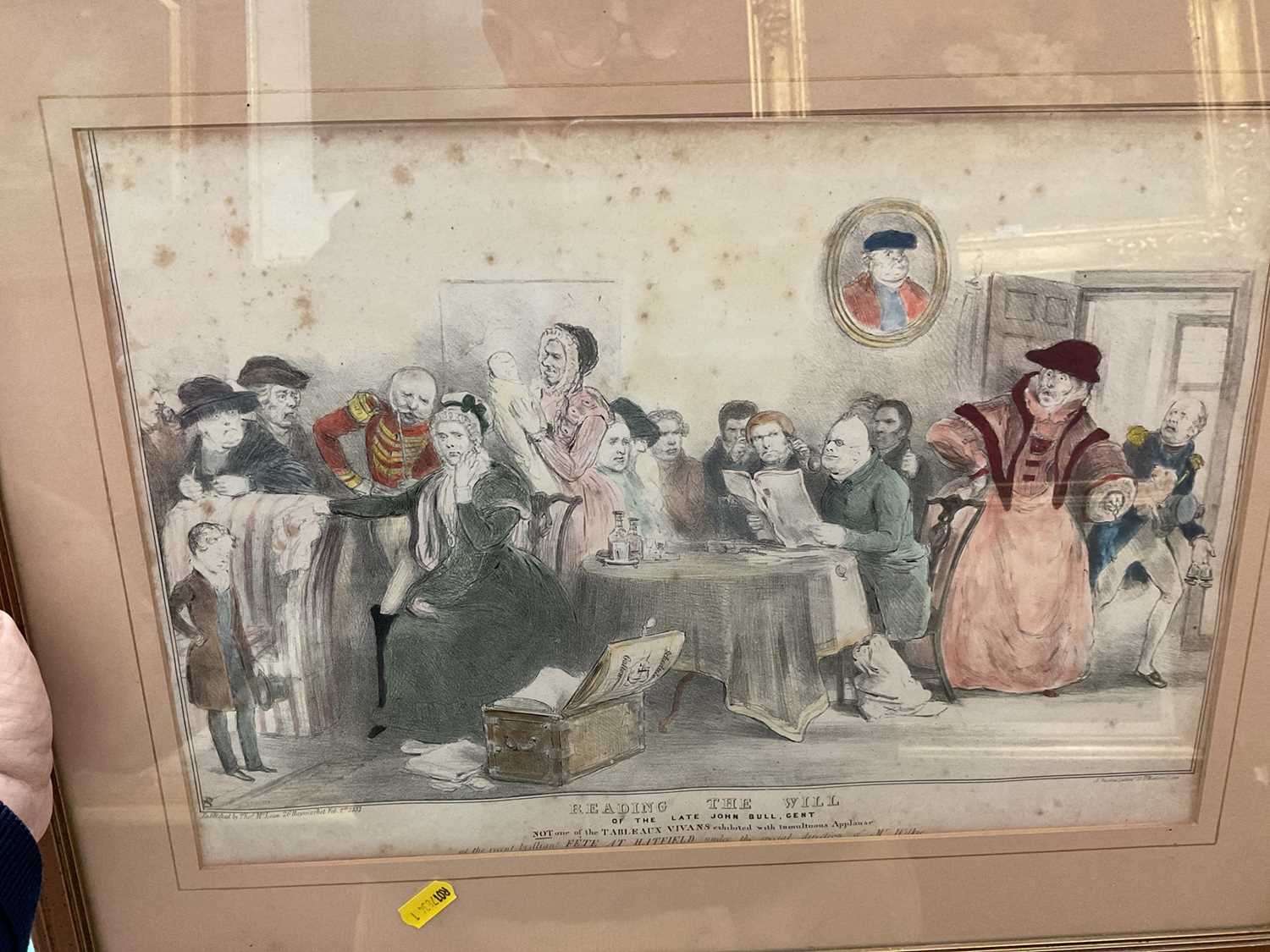 Lot 884 - Set of 6 Georgian cartoon prints in glazed