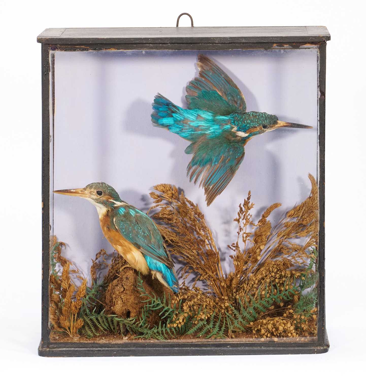 Lot 1155 - Victorian glazed case containing a pair of