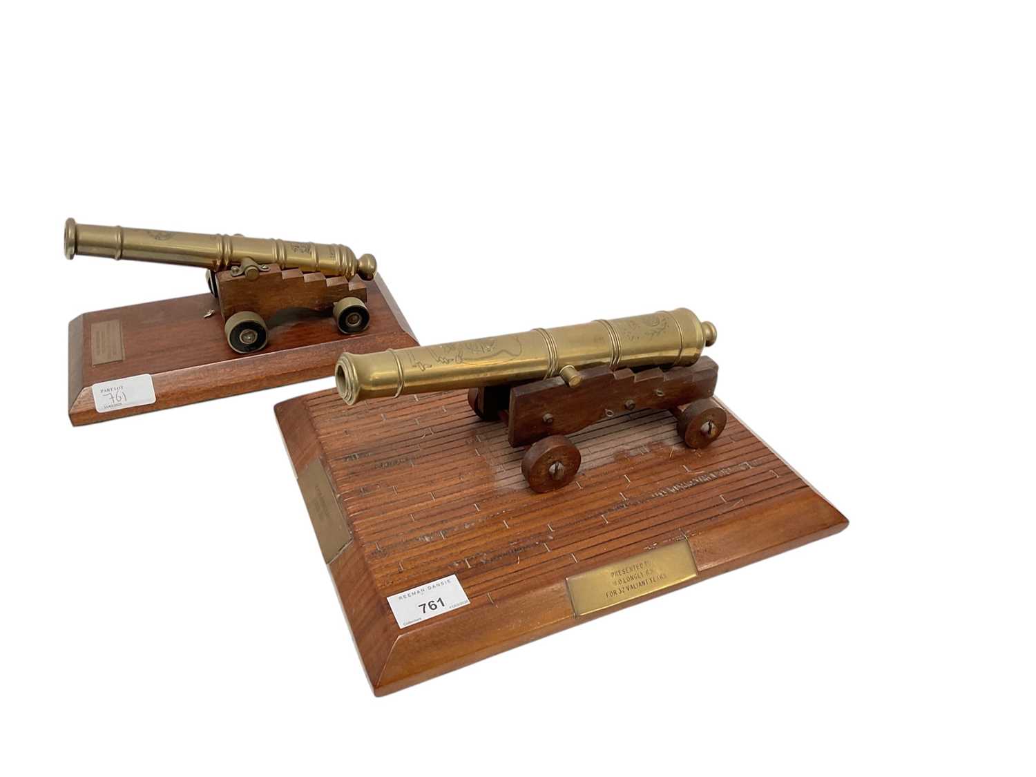 Lot 761 - Decorative brass model of a Naval Cannon,