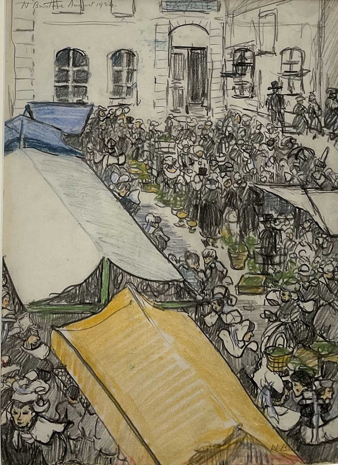 Lot 211 - Nicholas Bristowe, market day in Brittany,
