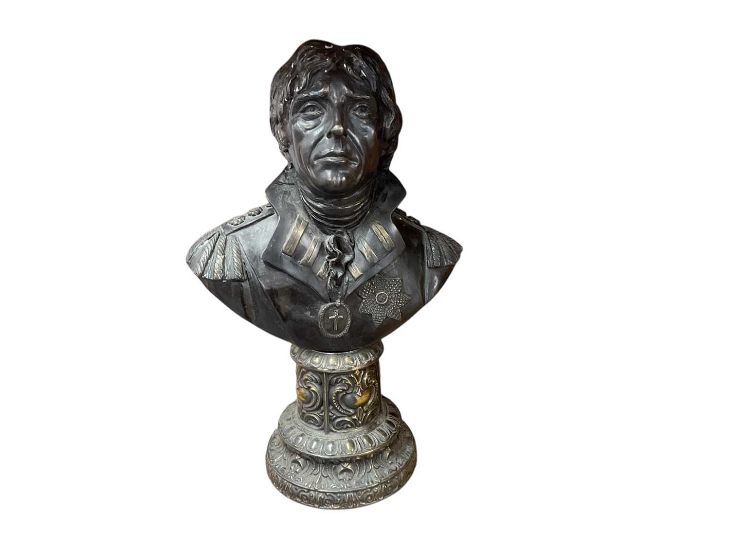 Lot 754 - Modern bronzed metal bust of Horatio Nelson,