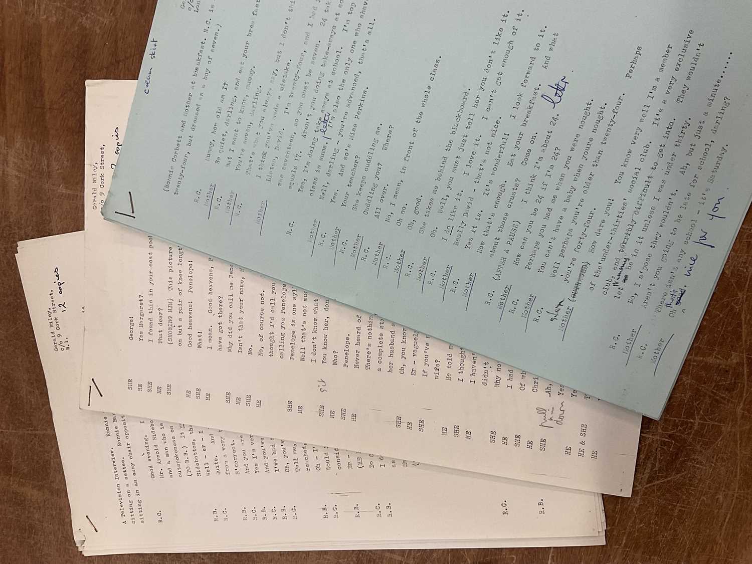 Lot 1446 - Ten original scripts for television written