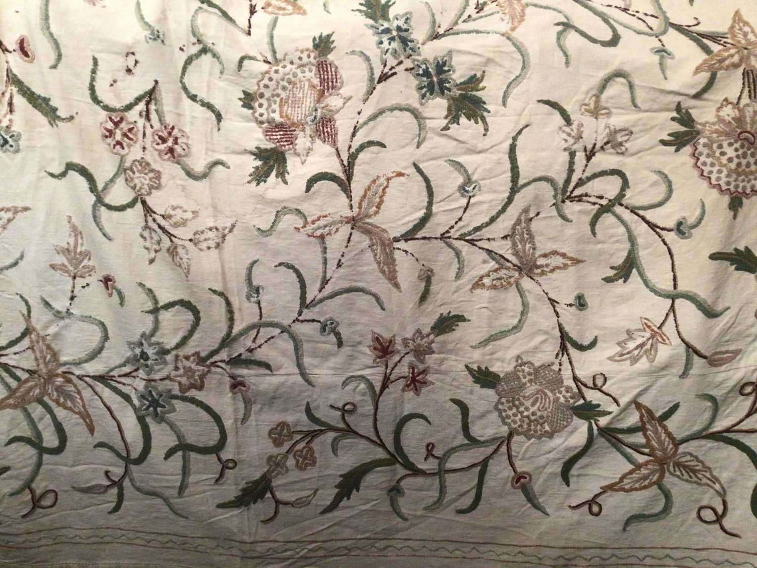Lot 2066 - Two vintage crewel work bed covers