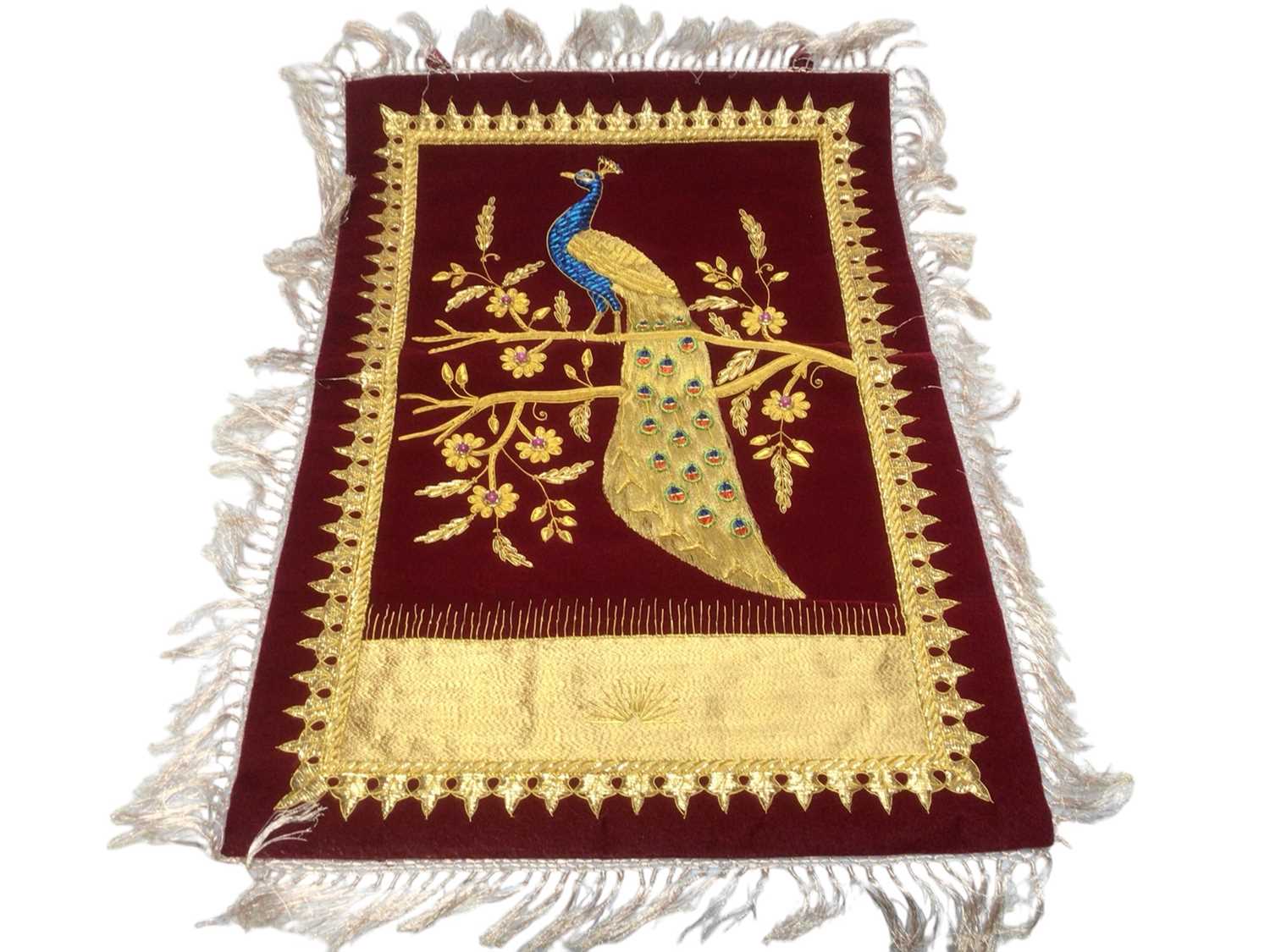 Lot 2081 - Velvet Zari wall panel with certificate of