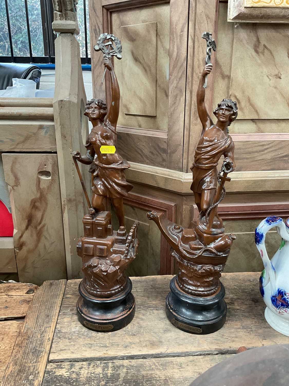 Lot 33 - Pair of spelter figures of 'Commerce' and