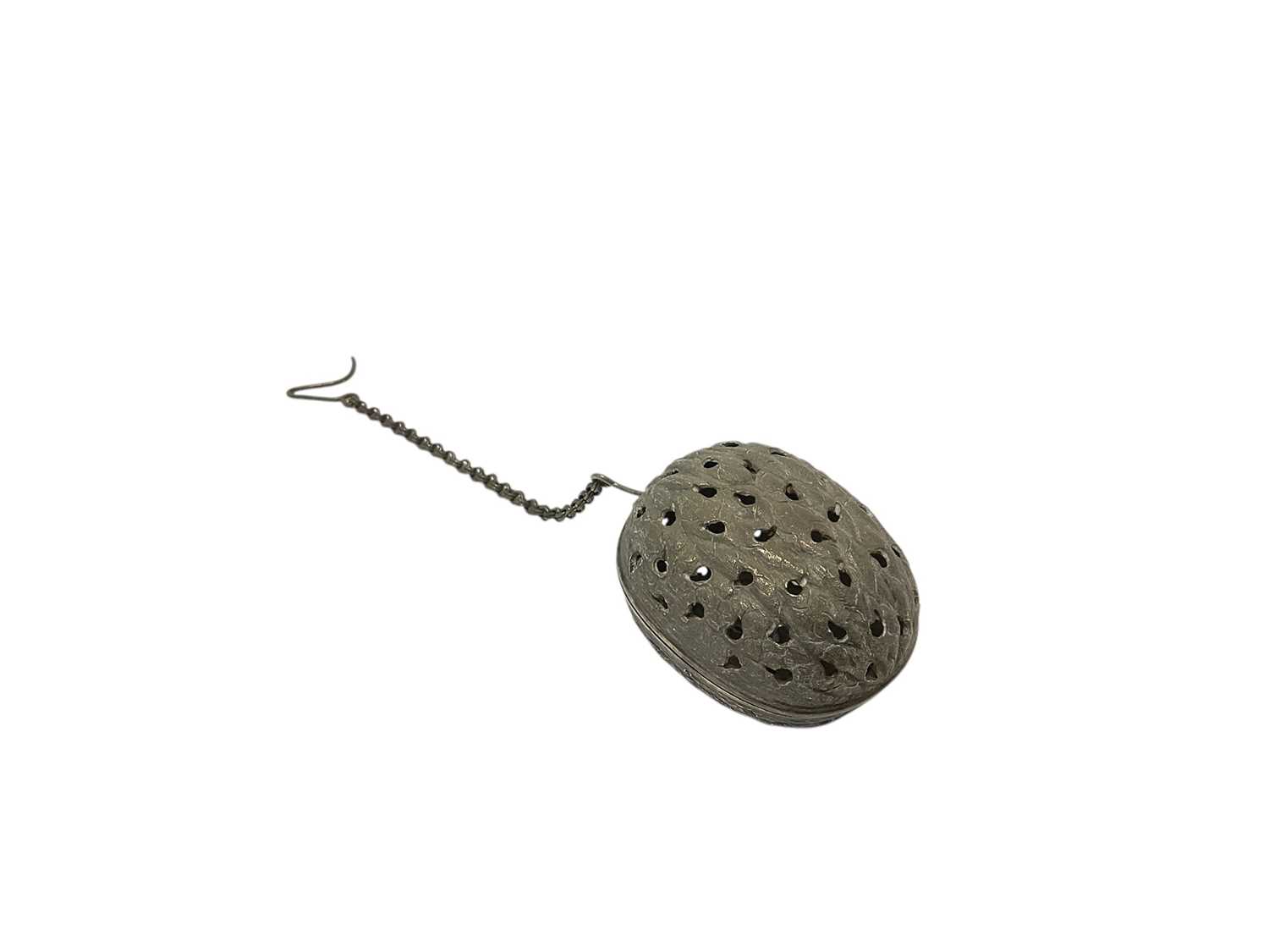 Lot 263 - Victorian silver walnut-shaped pomander with
