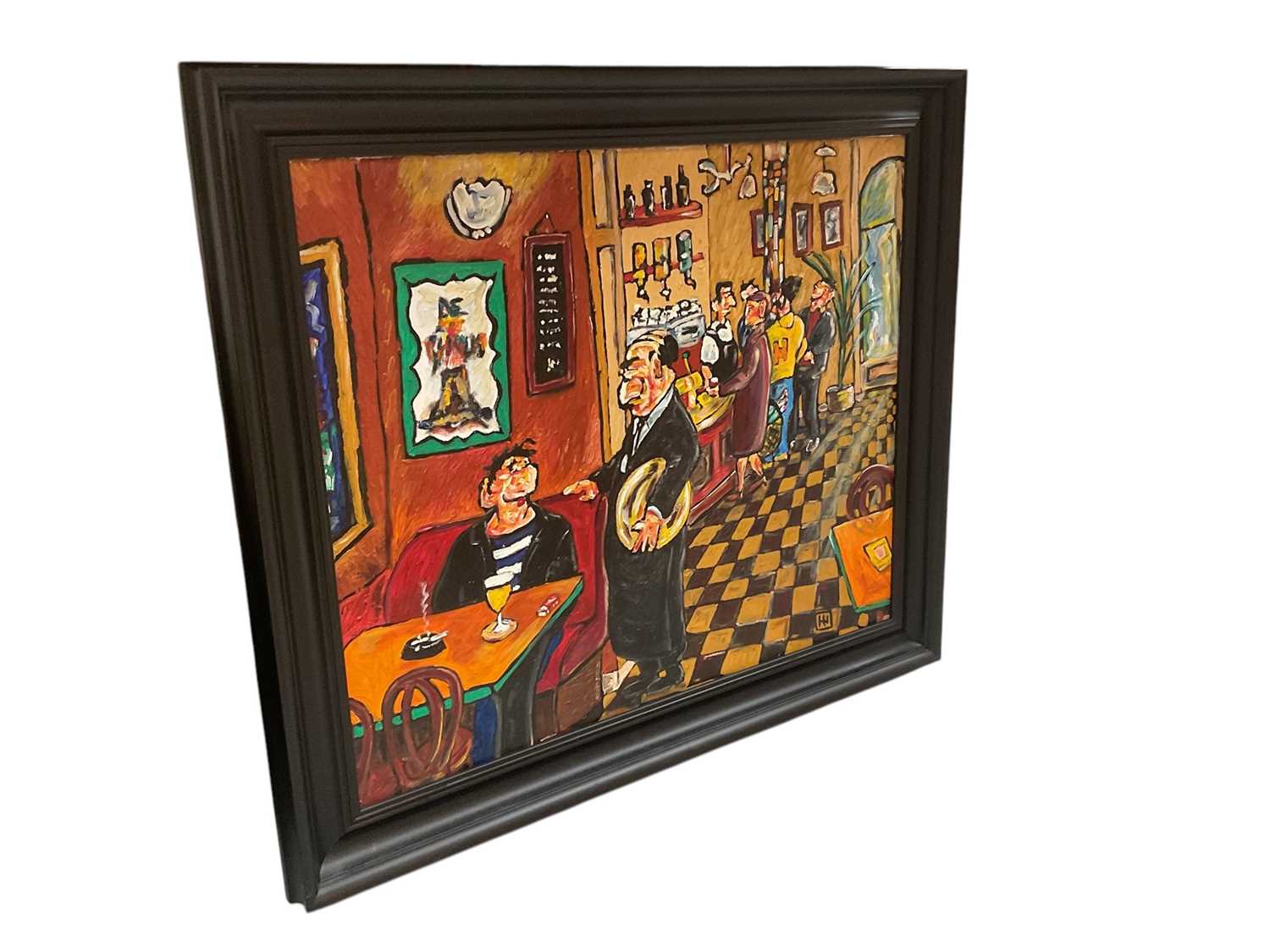 Lot 574 - Henri Heiderscheid French cafe oil on canvas