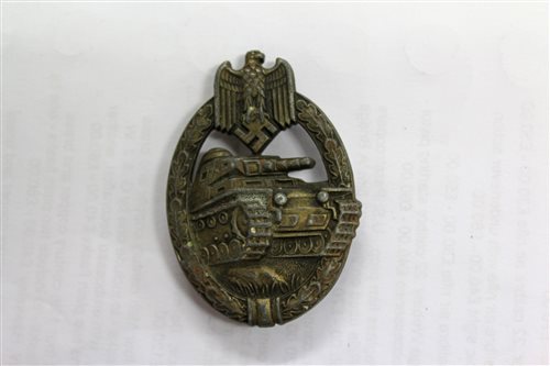 Lot 658 - Nazi Tank Battle badge, with narrow pin