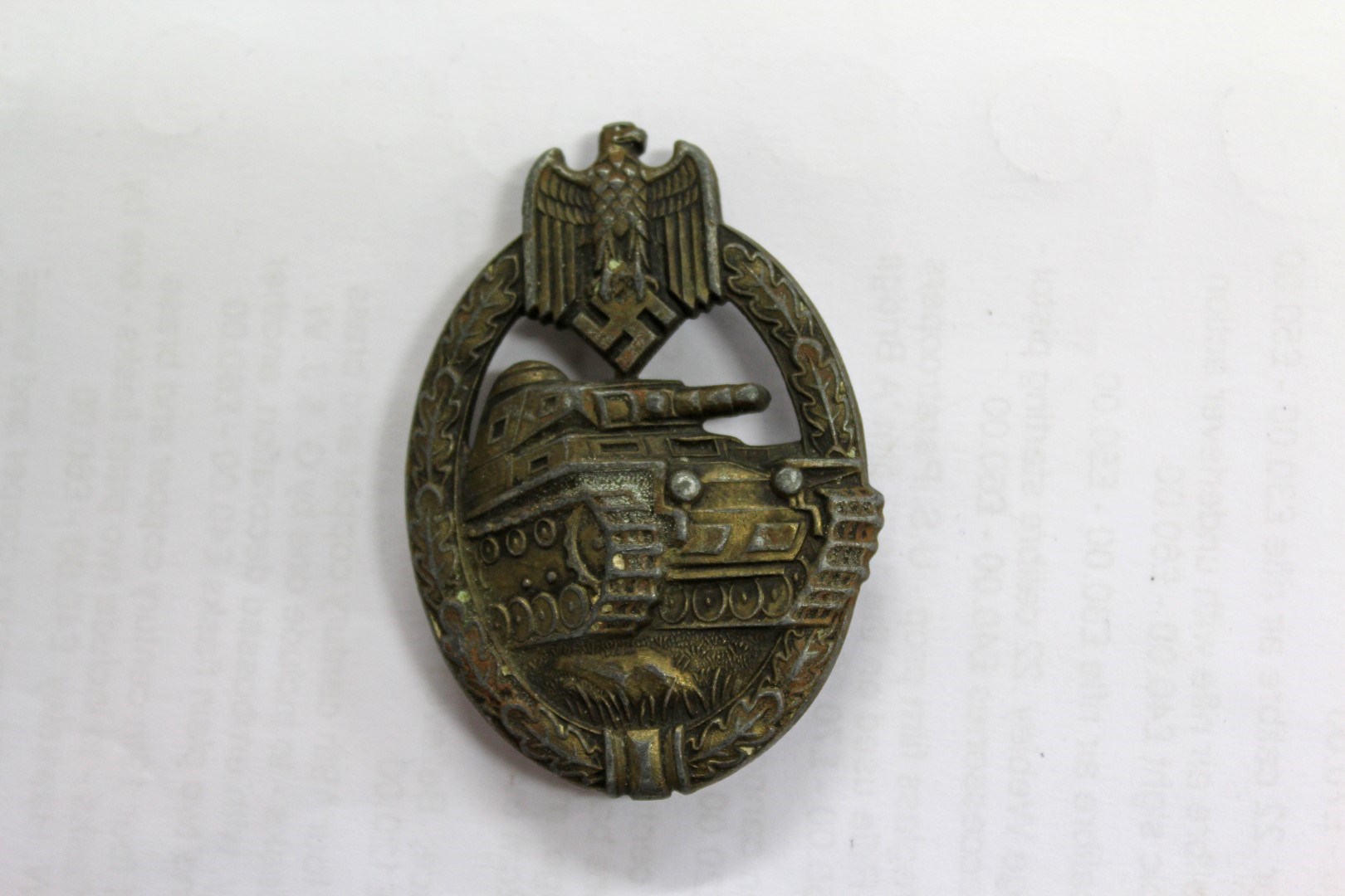 Lot 658 - Nazi Tank Battle badge, with narrow pin