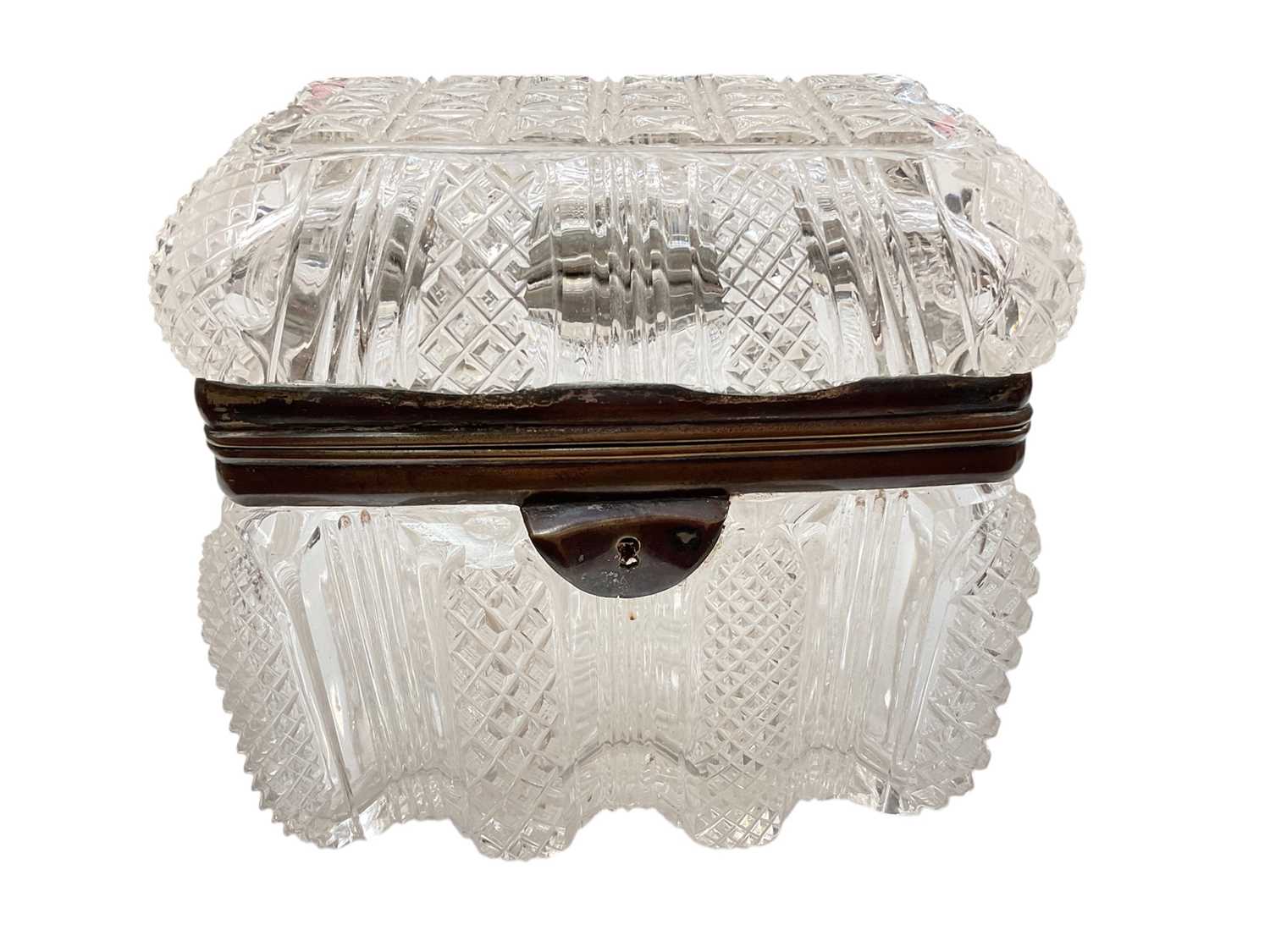 Lot 372 - Victorian cut glass casket with plated