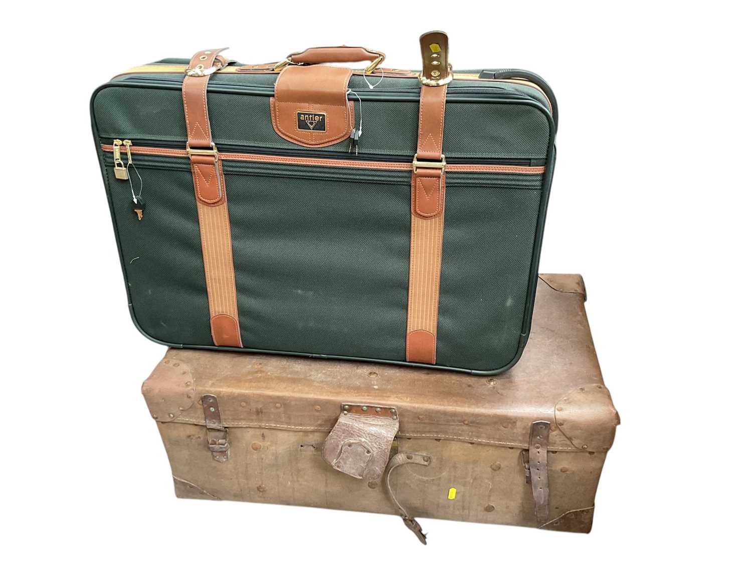 Lot 606 - Vintage brown leather case, Antler case and