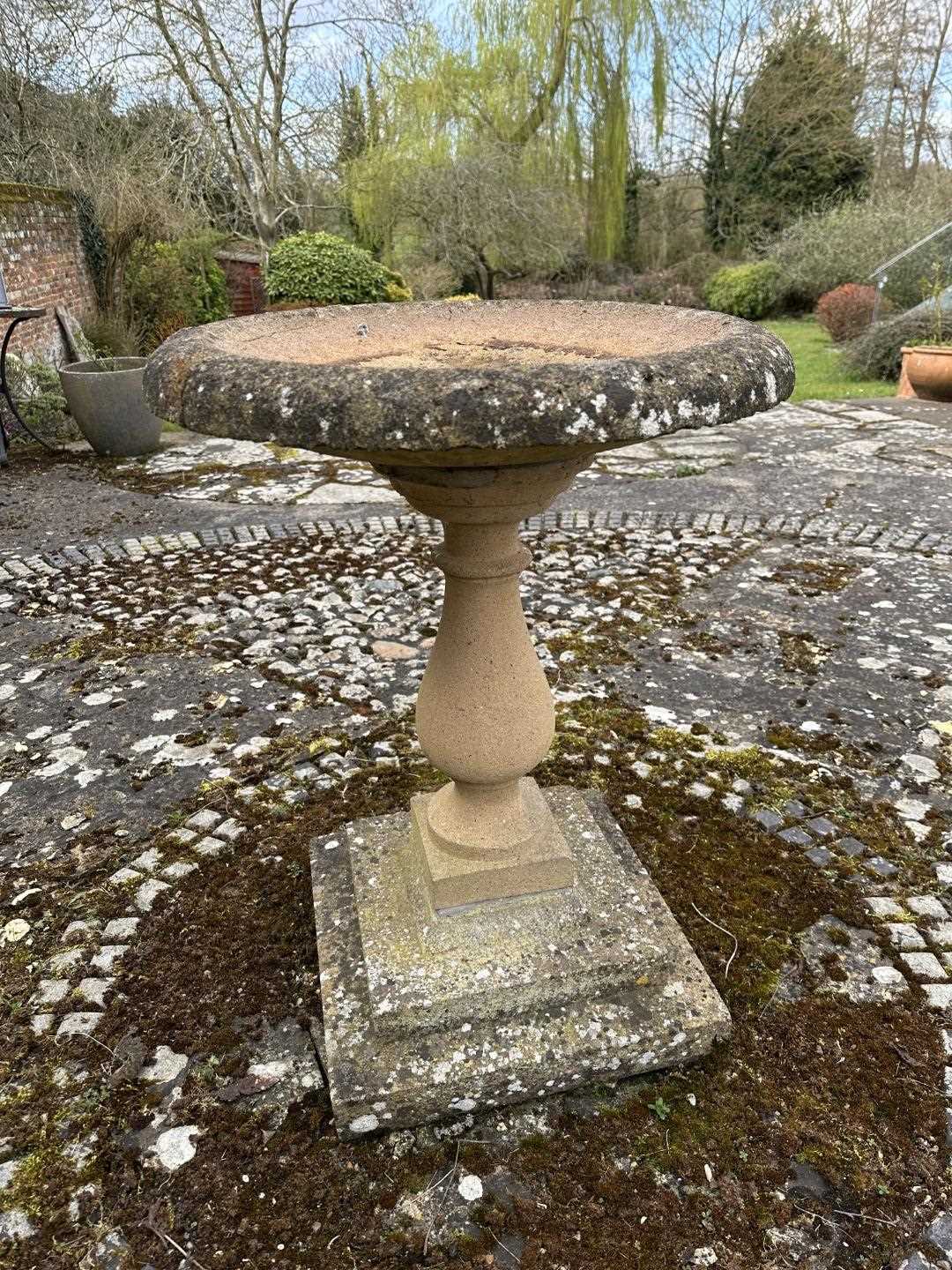 Lot 1504 - Antique style garden bird bath, on baluster