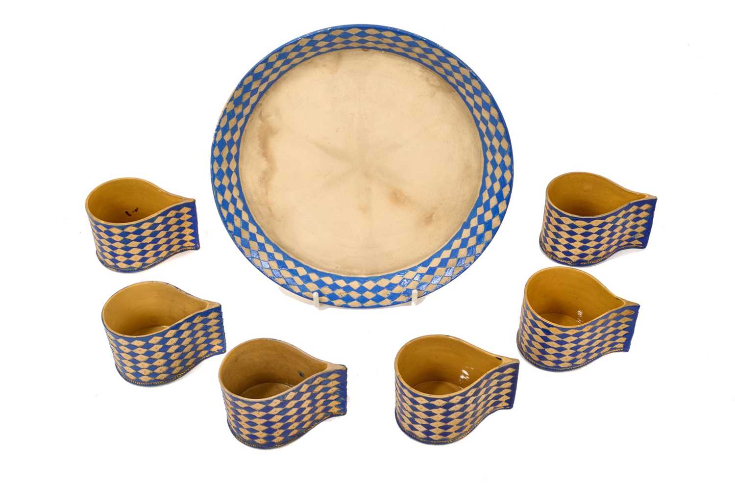 Rare Staffordshire caneware custard set, circa 1800,