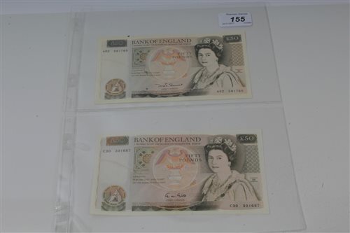 Lot 155 - G.B. Bank of England Fifty Pound notes - to