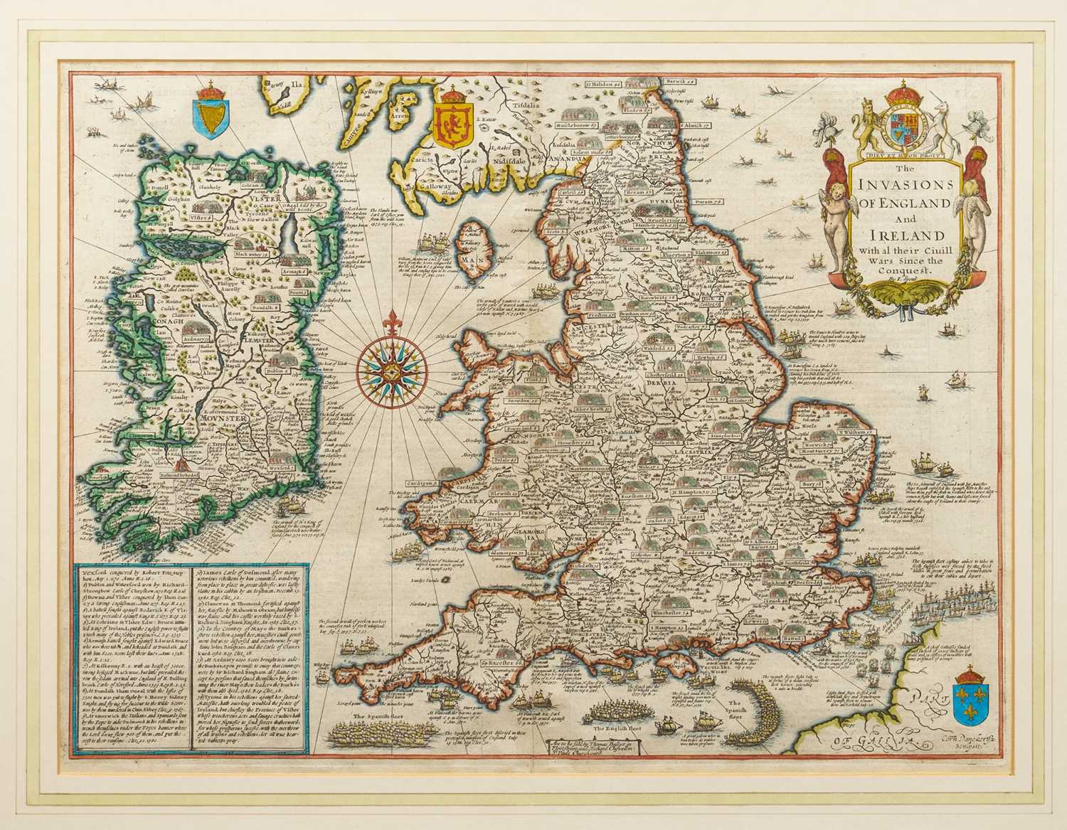 Lot 940 - John Speed 17th century hand coloured map: