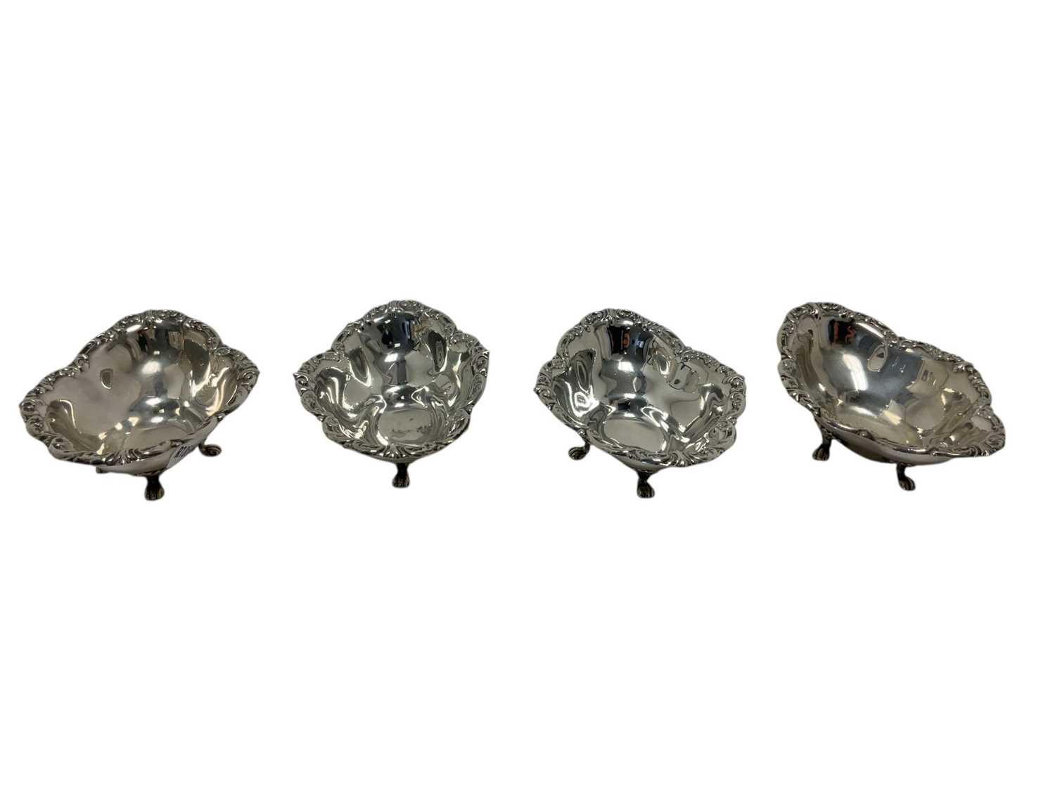 Lot 590 - Set of four American silver bon bon dishes