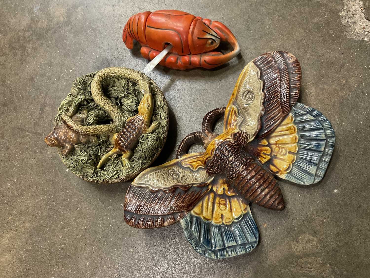 Lot 168 - Small Palissy dish and an unusual Palissy